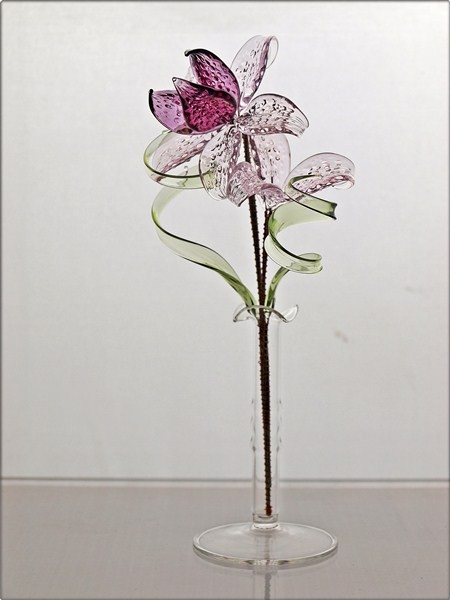 La Maison du Cristal - Fleur en verre violet